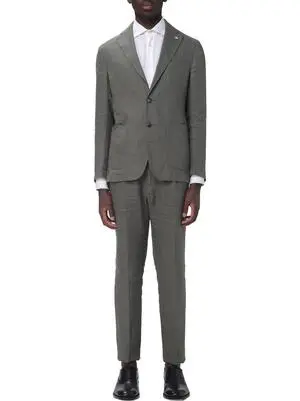 MANUEL RITZ Single-breasted Linen Suit Green