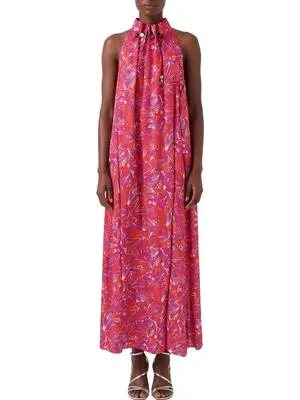 Max Mara Printed Silk Midi Dress - Red