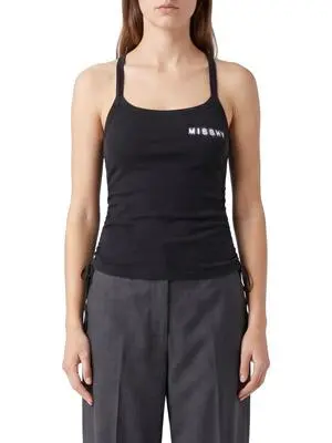 MISBHV Ribbed Tank Top With Drawstring Detail - Black