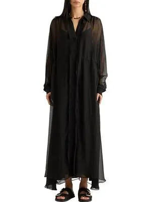 Momoni Silk Blend Chemisier Dress - Black