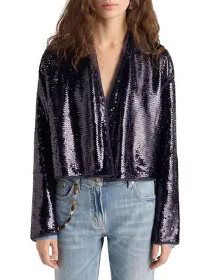 Momoni Sequined Polyester Jacket - Blue