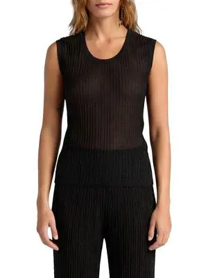 Momoni Lurex Viscose Knit Top - Black