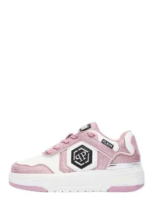 Philipp Plein Sk8r Embellished Leather Low Top Sneakers - Fuchsia