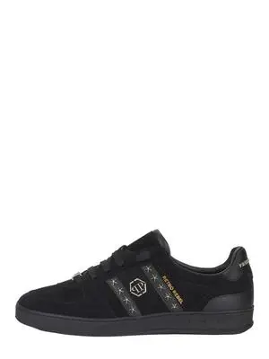 Philipp Plein Retro Rebel Suede Sneakers With Applied Stars - Black