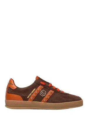 Philipp Plein Retro Rebel Suede Sneakers With Applied Stars - Brown