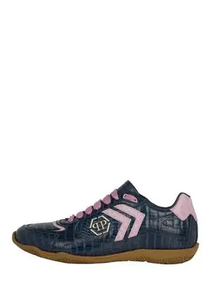 Philipp Plein Pit-$top Crocodile Print Leather Sneakers - Blue