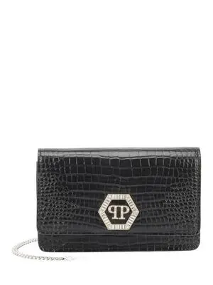 Philipp Plein Philipp Plein Clutch With Embellished Logo Black