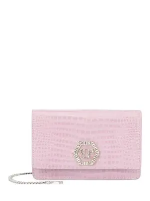 Philipp Plein Philipp Plein Clutch With Embellished Logo Fuchsia