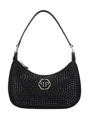 Philipp Plein All Over Rhinestone Suede Bag - Black