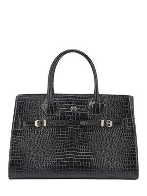 PHILIPP PLEIN Philipp Plein Black Crocodile Effect Handbag