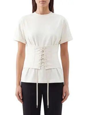 Alexander McQueen Cotton T-shirt With Lace Detailing - Ivory
