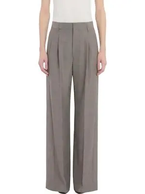 Victoria Beckham Virgin Wool Wide-leg Trousers - Grey