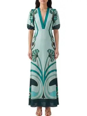 La DoubleJ Printed Maxi Dress - Green
