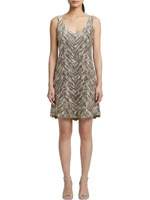 Brunello Cucinelli Linen Blend Sequin Mini Dress - Brown