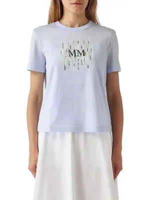 Max Mara MM Max Mara Printed Cotton T-Shirt Blue