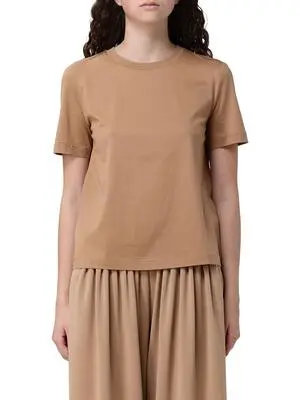 Max Mara MM Max Mara Printed Cotton T-Shirt Camel