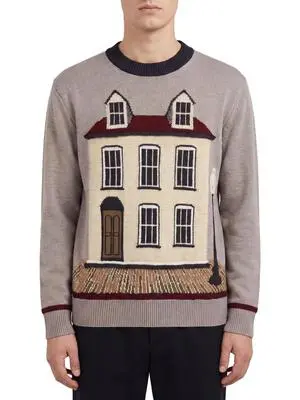Junya Watanabe Graphic Print Silk And Wool Blend Crew-neck Jumper - Grey