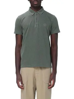 MURPHY&NYE Cotton Short-sleeve Polo Shirt With Ribbed Collar Olive