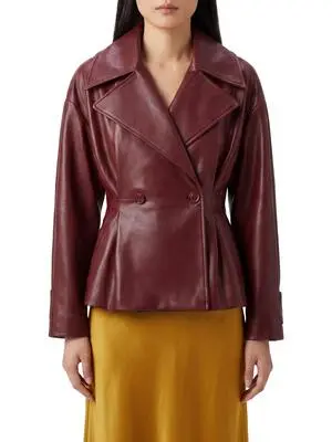 Balenciaga Double Breasted Leather Jacket - Red