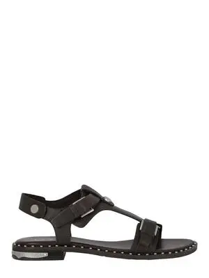 ASH Ash Piper Dark Flat Studded Leather Sandals