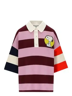 ESSENTIEL ANTWERP Essentiel Antwerp Striped Polo Shirt With Peanuts Applique