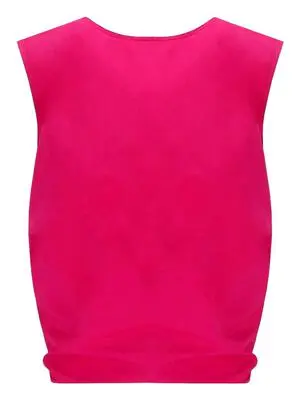 Essentiel Antwerp Cotton Sleeveless Top With Versatile Bow Closure - Fuchsia