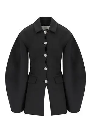 GANNI Single Breasted Scuba Blazer - Black