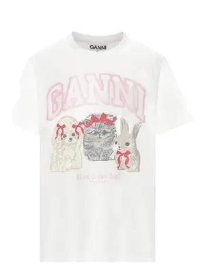 GANNI Ganni Organic Cotton Animal Graphic T-Shirt