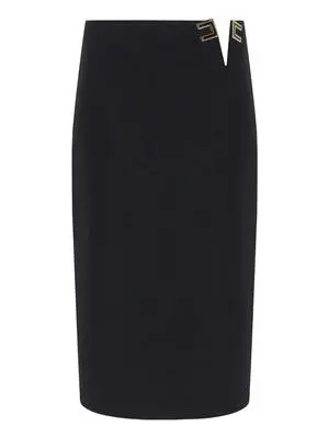 Elisabetta Franchi Midi Skirt With Logo Detail - Black