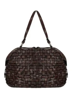 CAMPOMAGGI Large Woven Leather Bag - Brown