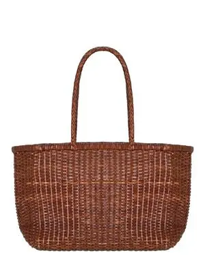 Dragon Diffusion Dragon Diffusion Leather Woven Basket Bag Tan