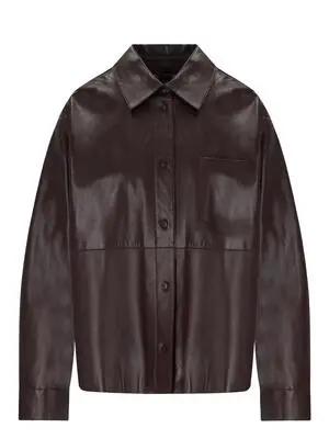 Max Mara Leather Shirt Jacket - Red