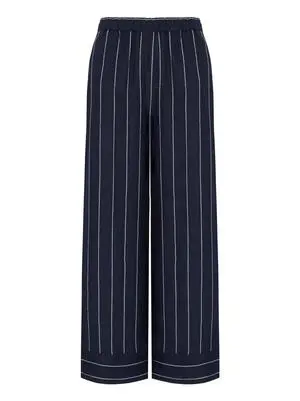 TRAFFIC PEOPLE Traffic People Charlie Navy Linen Wide-Leg Trousers