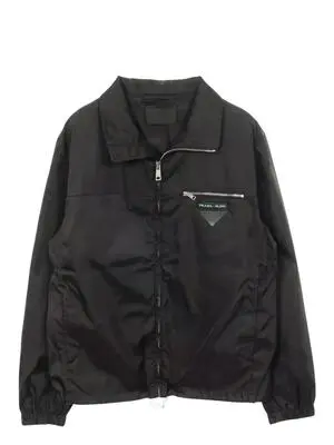 Prada Triangle Patch Zip-up Jacket - Black