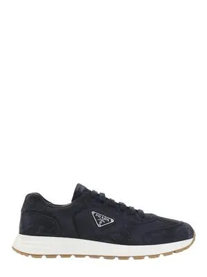 Prada Suede And Re-nylon Lace-up Sneakers - Blue