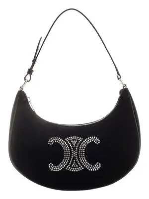 Celine Medium Ava Velvet Bag With Strass Triomphe - Black