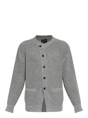 Giorgio Armani Off-centre Ribbed-knit Cardigan - Grey