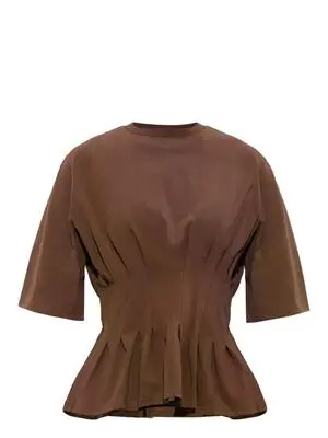 GESTUZ Gestuz Inez Pleated Peplum T-Shirt Brown