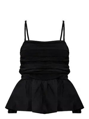 GESTUZ Erin Ruched Peplum Top - Black