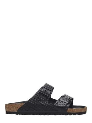 BIRKENSTOCK Arizona Woven Leather Sandals - Black