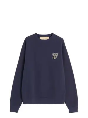 Valentino Garavani Sweatshirt With Embroidered Vg Patch - Blue
