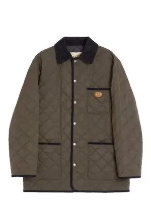 Valentino Garavani Quilted Nylon Shirt Jacket With Vlogo - Olive Green