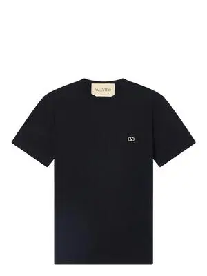 Valentino Garavani Logo-embroidered Cotton-jersey T-shirt - Black