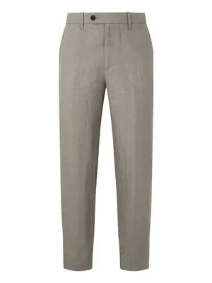 Rag & Bone Evan Straight-leg Pleated Linen Trousers - Gray
