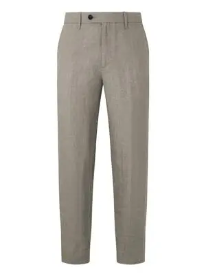 Rag & Bone Evan Straight-leg Pleated Linen Trousers - Gray