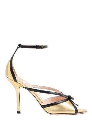 Valentino Garavani Metallic Nappa And Kidskin Sandals - Antique Brass/black