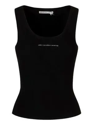 Alexander Wang Ribbed Logo Tank Top - Black