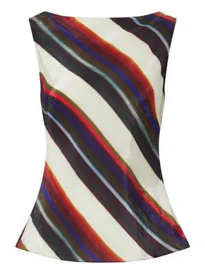 Christopher John Rogers Morris" Striped Crinkled-satin Top - Multi