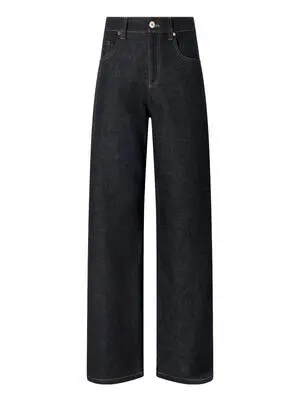 BRUNELLO CUCINELLI Brunello Cucinelli Mid-Rise Straight-Leg Jeans In Deep Blue Denim