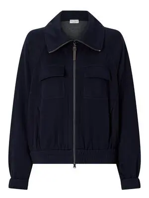 Brunello Cucinelli Cotton-blend Jacket With Silk - Blue